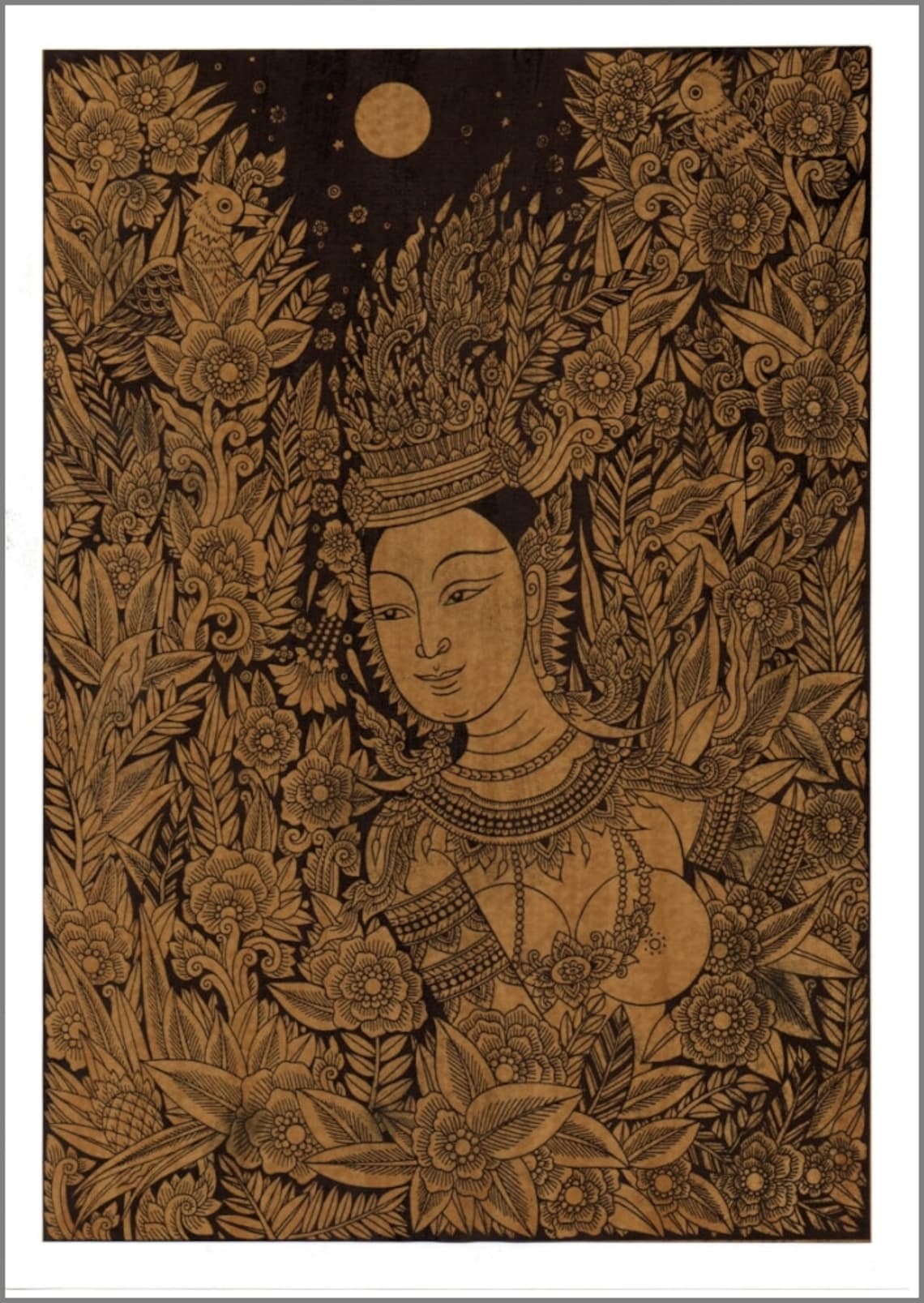 Thai Traditional Art of Kinnaree by Printing on Sepia Paper - Etsy ...