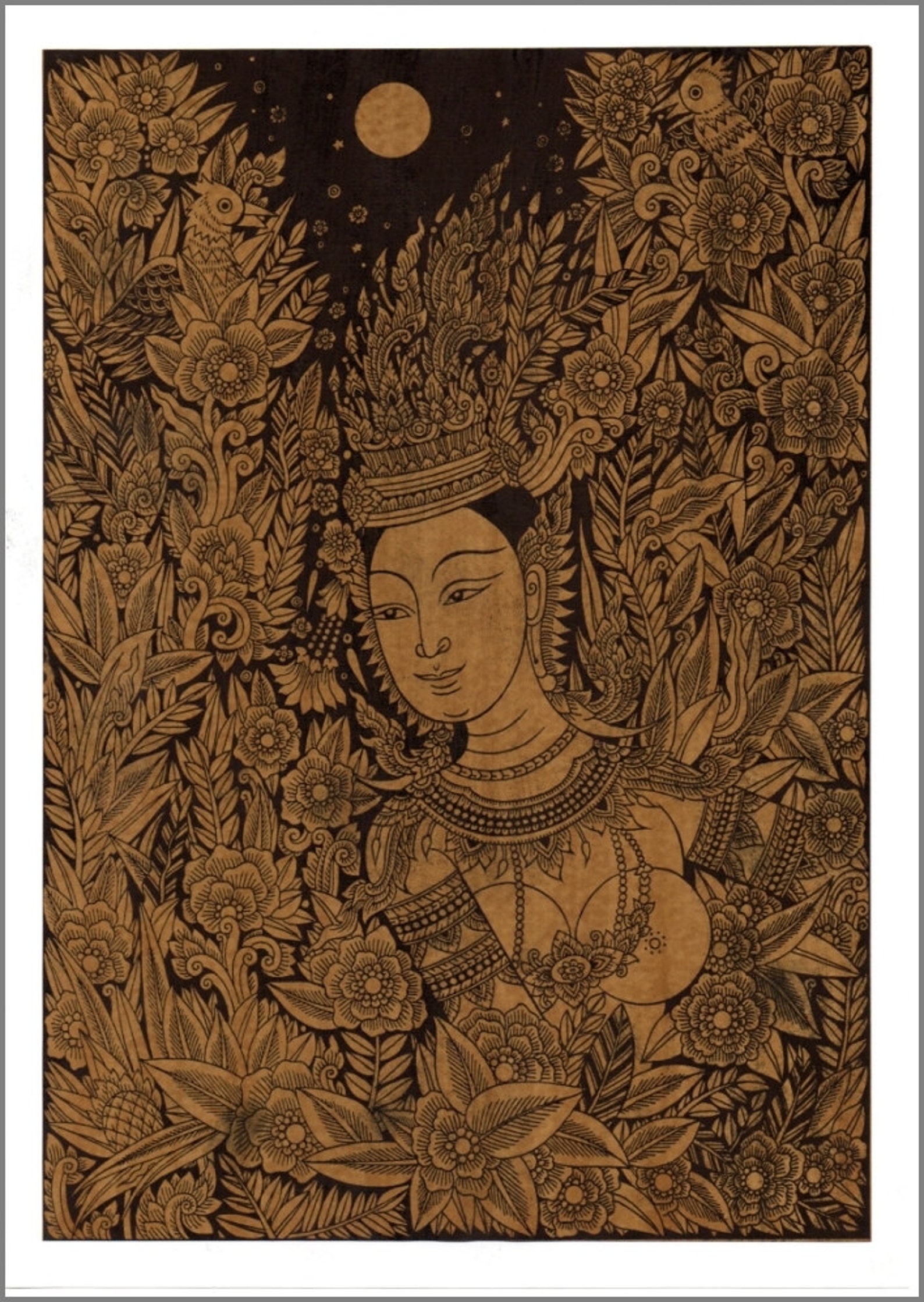 Thai Traditional Art of Kinnaree by Printing on Sepia Paper - Etsy ...