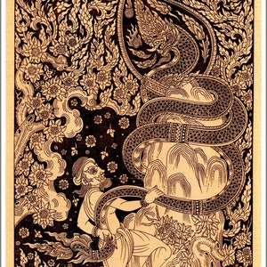 Thai Traditional Art of Naga by Printing on Sepia Paper - Etsy