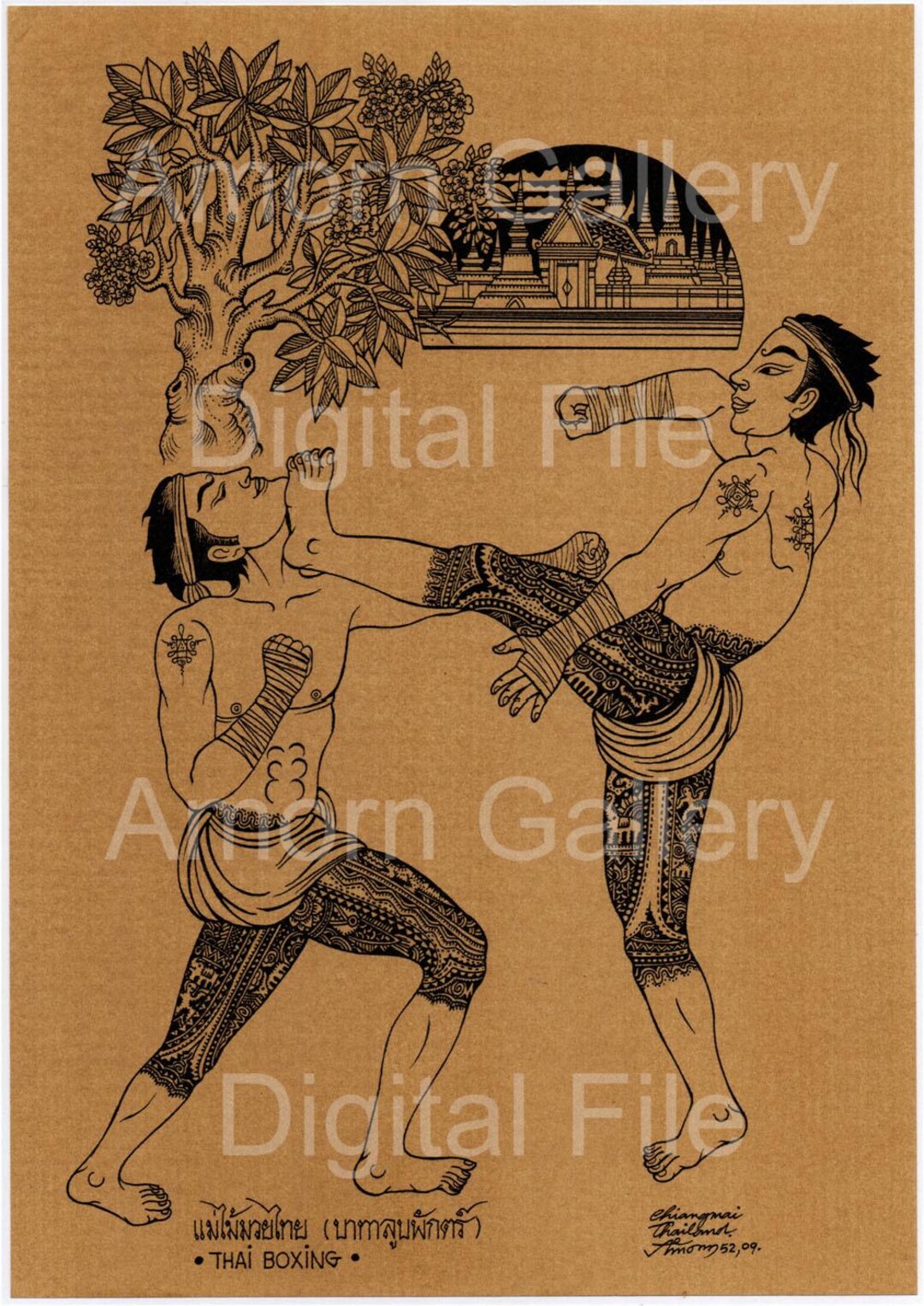 Digital File Download, Prints Art,thai Traditional Art of Thai Boxing ...