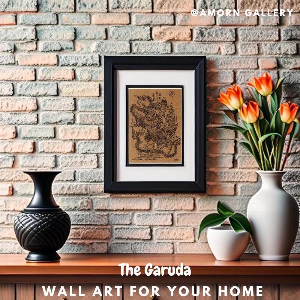 Thai Traditional Art of Garuda by Printing on Sepia Paper. - Etsy