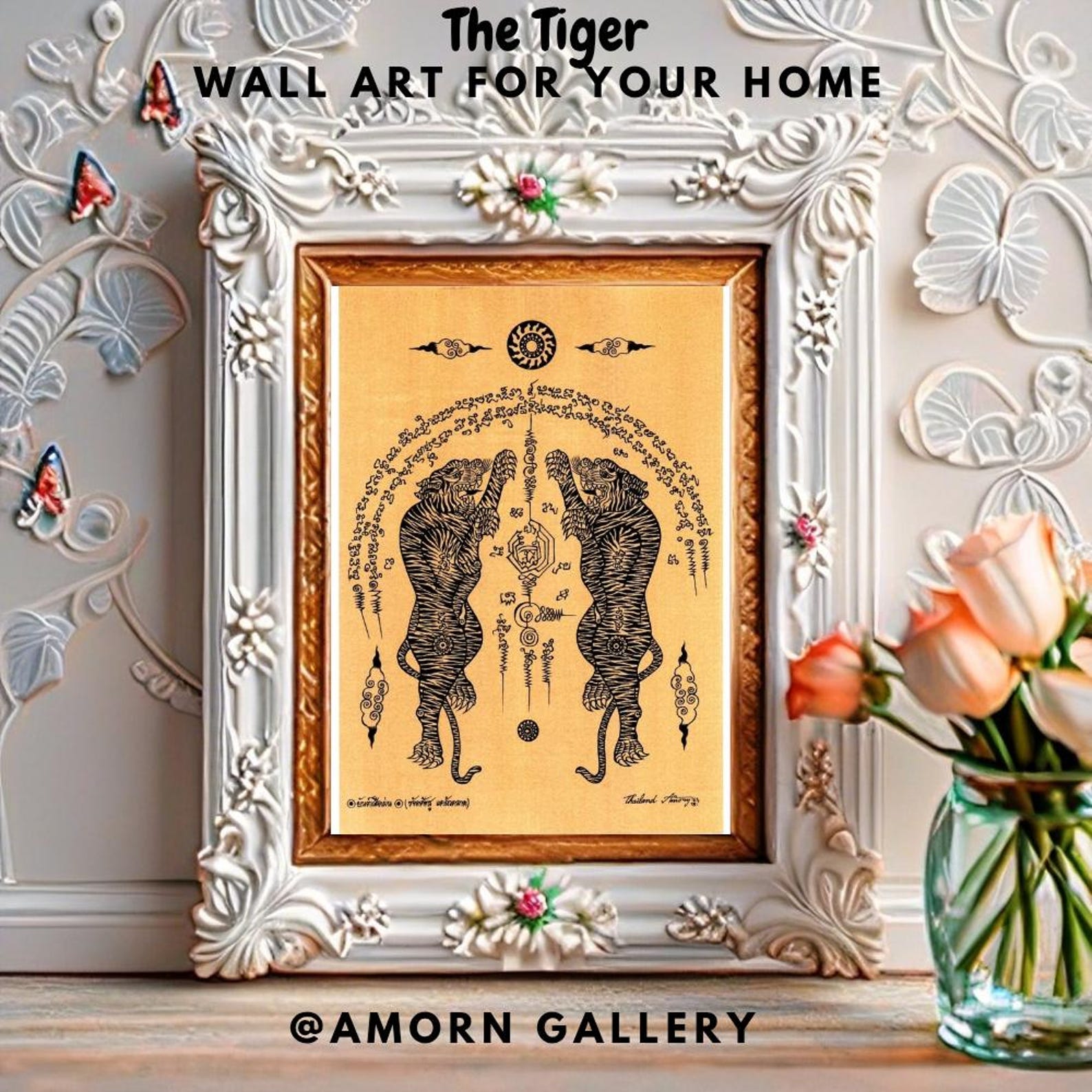 Thai Traditional Art of Talisman Tiger Leap (tiger Pairs) by Printing ...