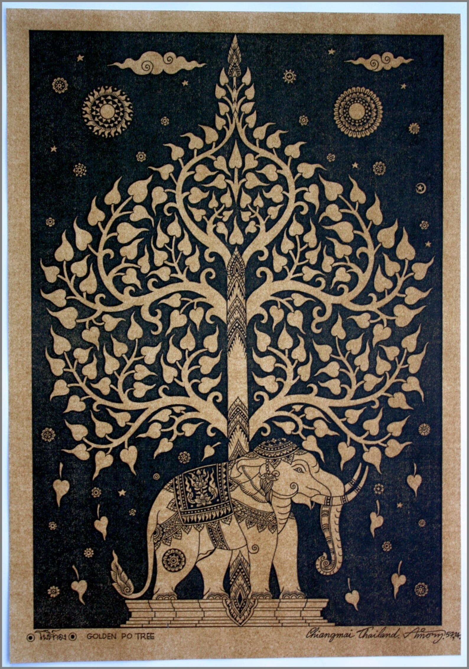 Thai Traditional Art of Bodhi Tree by Printing on Sepia Paper. - Etsy ...