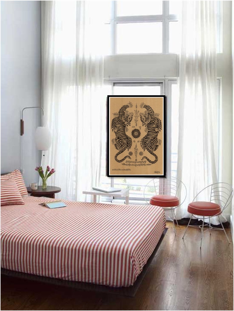 Thai Traditional Art of Talisman Tiger Leap tiger Pairs by - Etsy