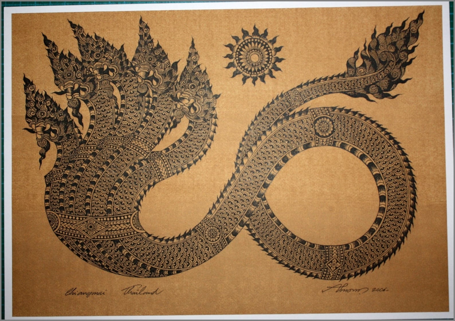 Thai Traditional Art of Naga by Printing on Sepia Paper - Etsy