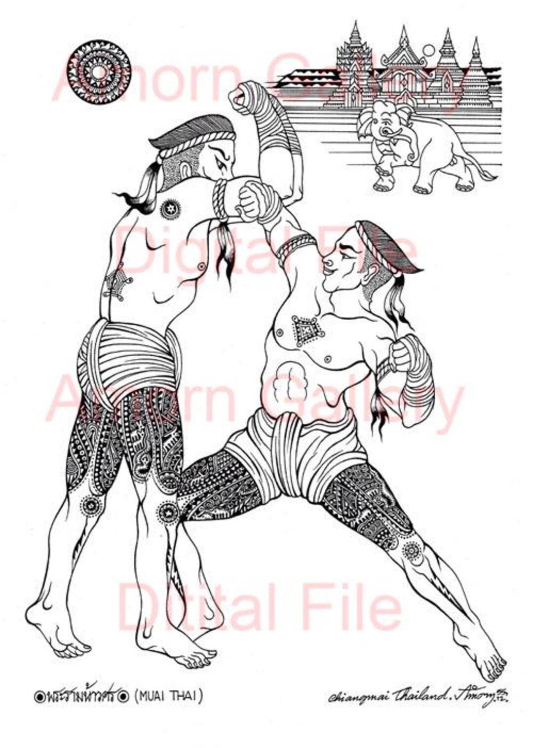 Digital File Download, Prints Art,thai Traditional Art of Thai Boxing ...