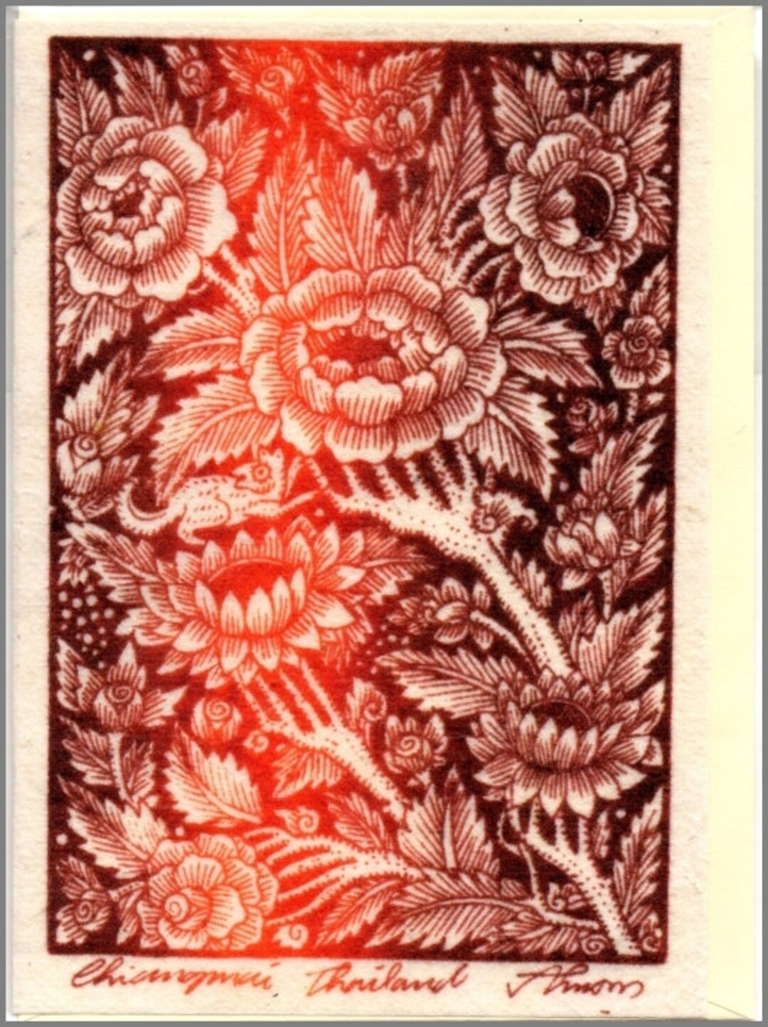 Thai Traditional Art of Flower by Printing on Saa Paper mulberry Paper ...