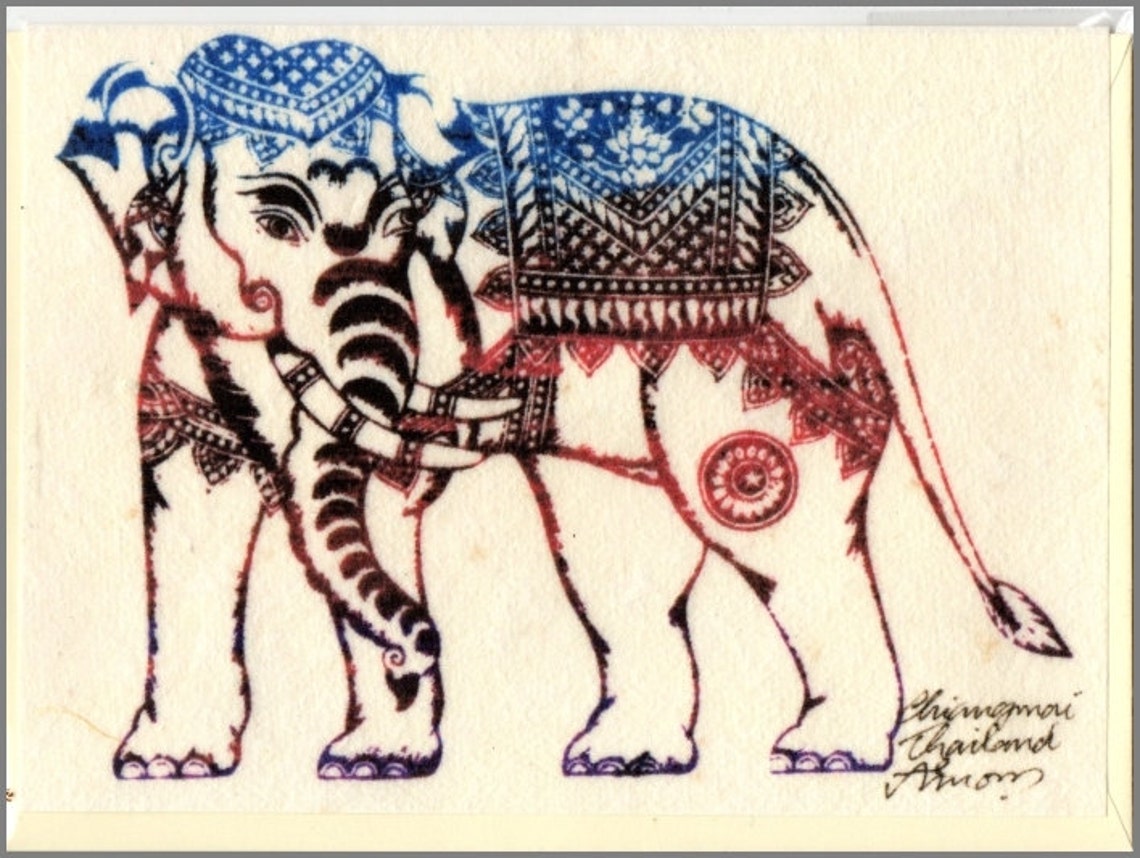 Thai Traditional Art of Elephant by Printing on Saa Paper - Etsy