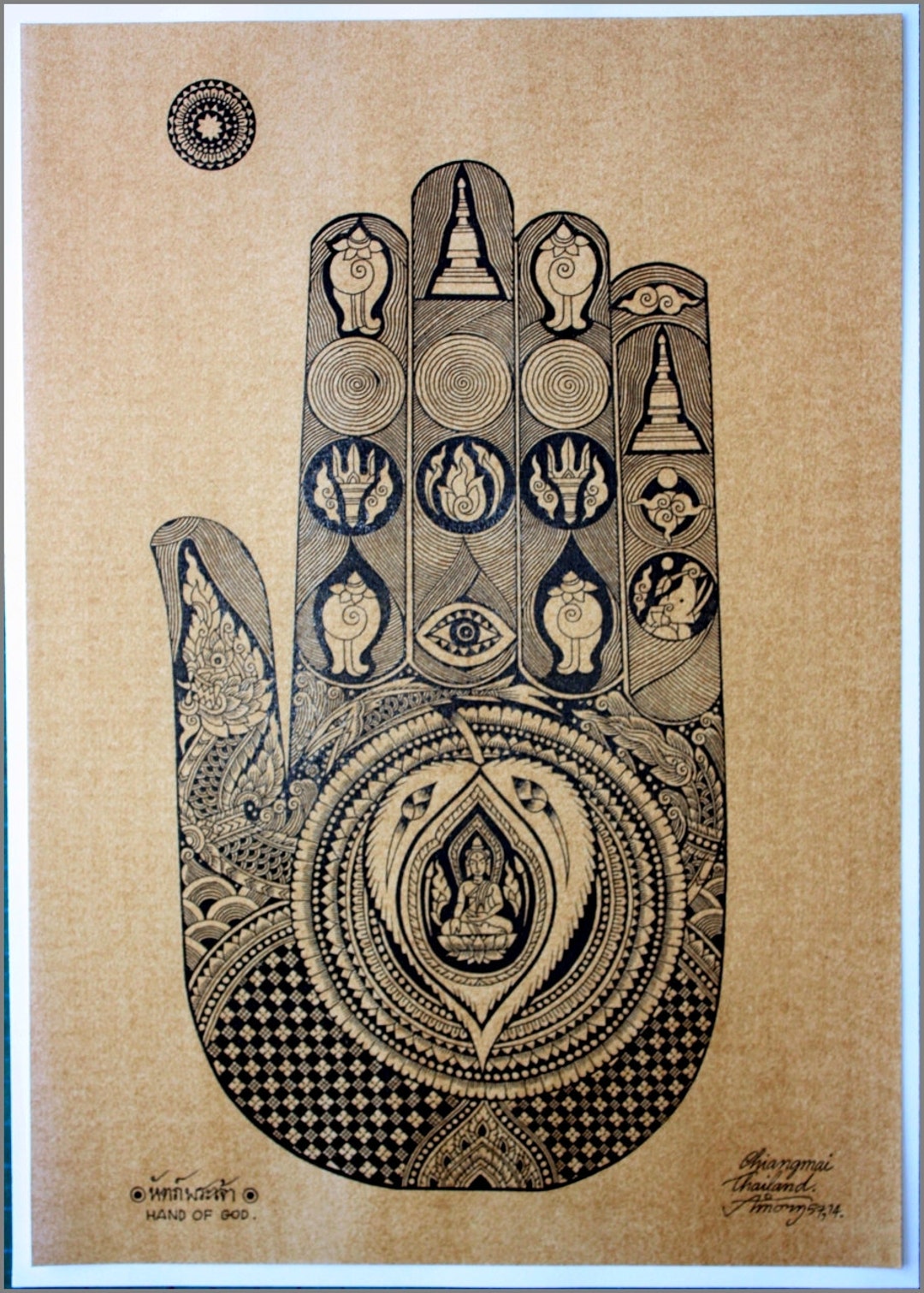 Buy Thai Traditional Art of Hand of the Buddha by Printing on Sepia ...