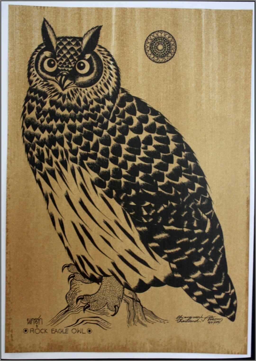 Thai Traditional Art of Owls by Printing on Sepia Paper. - Etsy