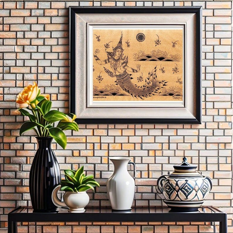 Thai Traditional Art of Suvannamaccha by Printing on Sepia Paper ...