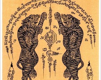 Thai Traditional Art of Talisman Tiger Leap by Printing on | Etsy