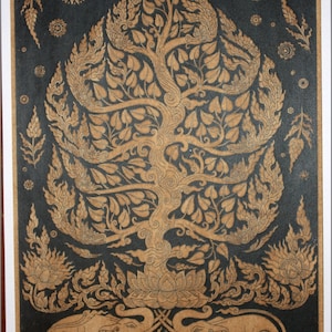Thai Traditional Art of Bodhi Tree by Printing on Sepia Paper. - Etsy