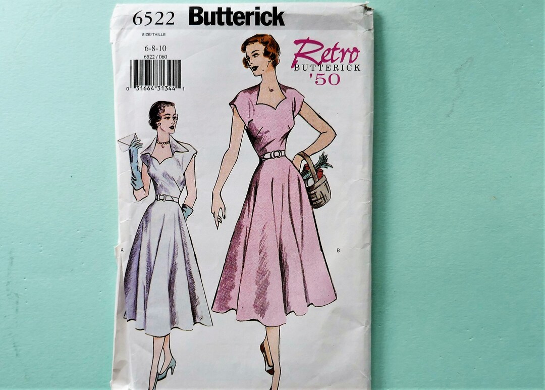 UNCUT BUTTERICK Retro Sewing Pattern #6522 // 1950 Misses DRESS Pattern ...