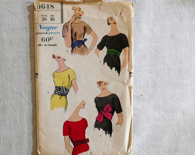 UNUSED 1958 VOGUE Sewing Printed Pattern BELTS #9648 // Waist 26 ...