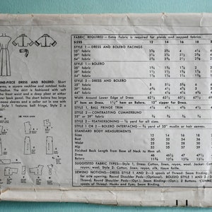 1951 SIMPLICITY DRESS & BOLERO Sewing Pattern #8383 - Bust 32" - Unused ...