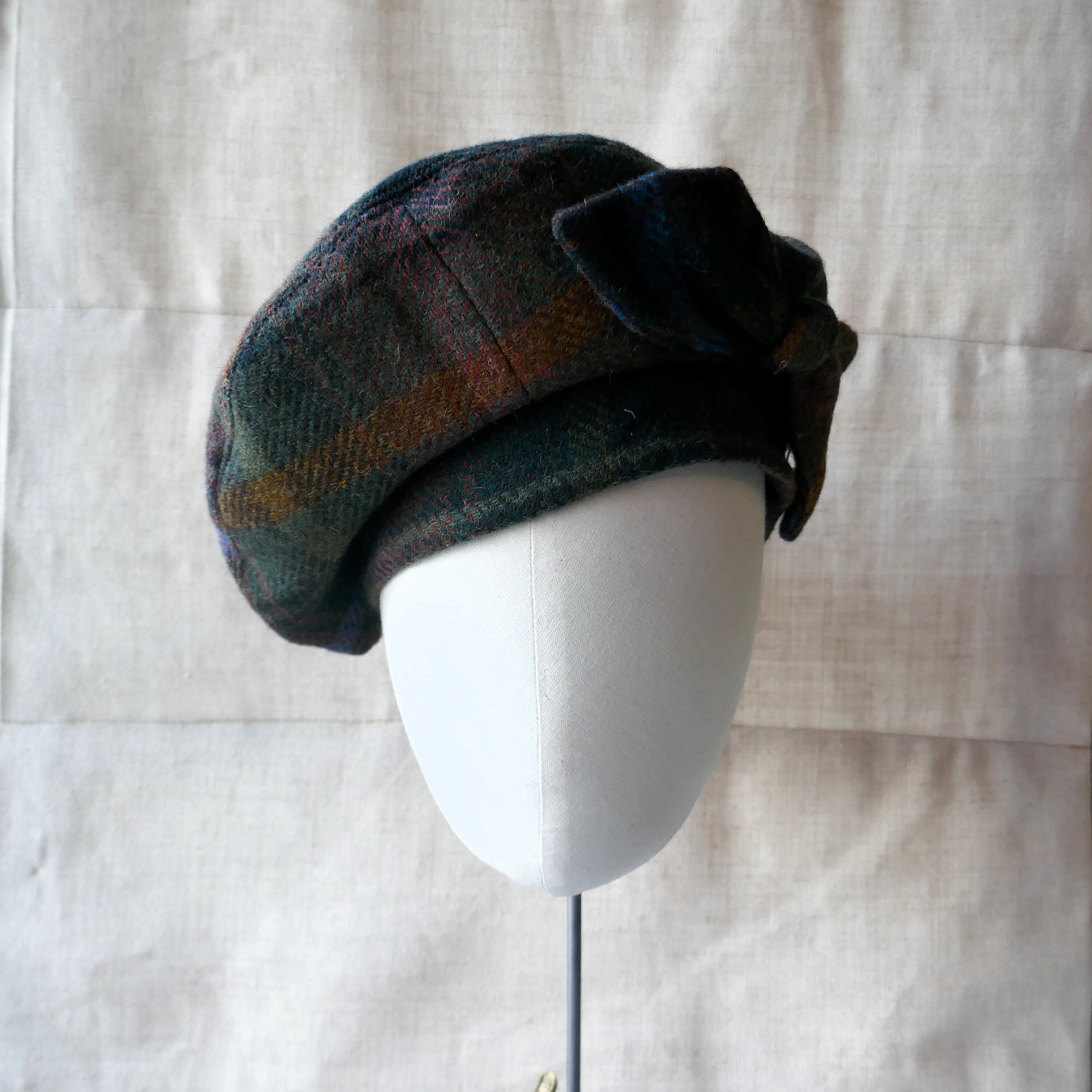 Wool Tartan Plaid Beret With Bow // Vintage Style Tam O'shanter ...