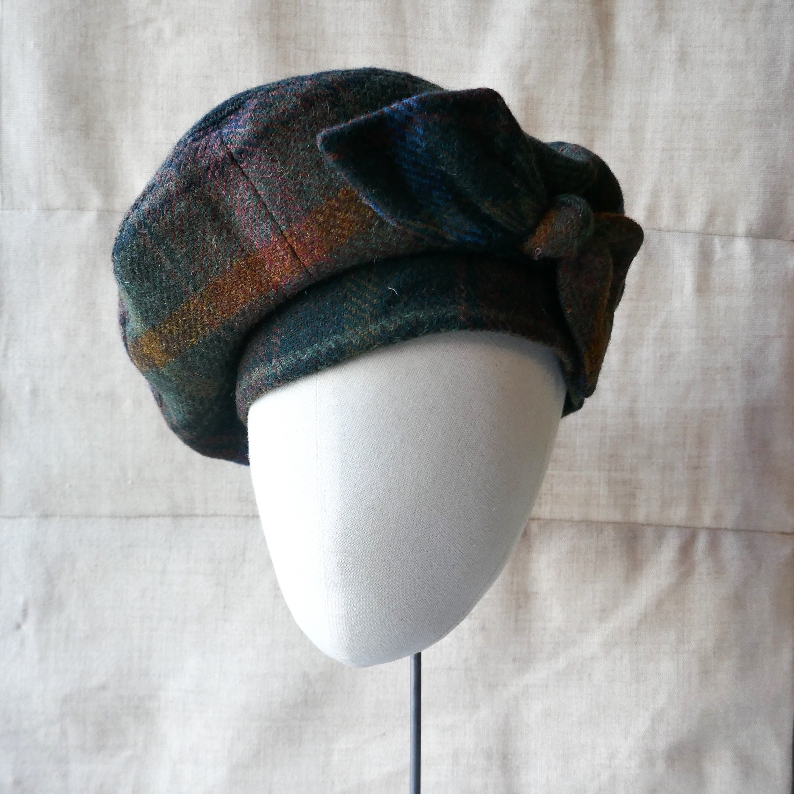 Wool Tartan Plaid Beret With Bow // Vintage Style Tam O'shanter ...