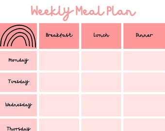 Printable Weekly Meal Plan, Meal Prep, Family Dinner Plan, Digital Meal ...