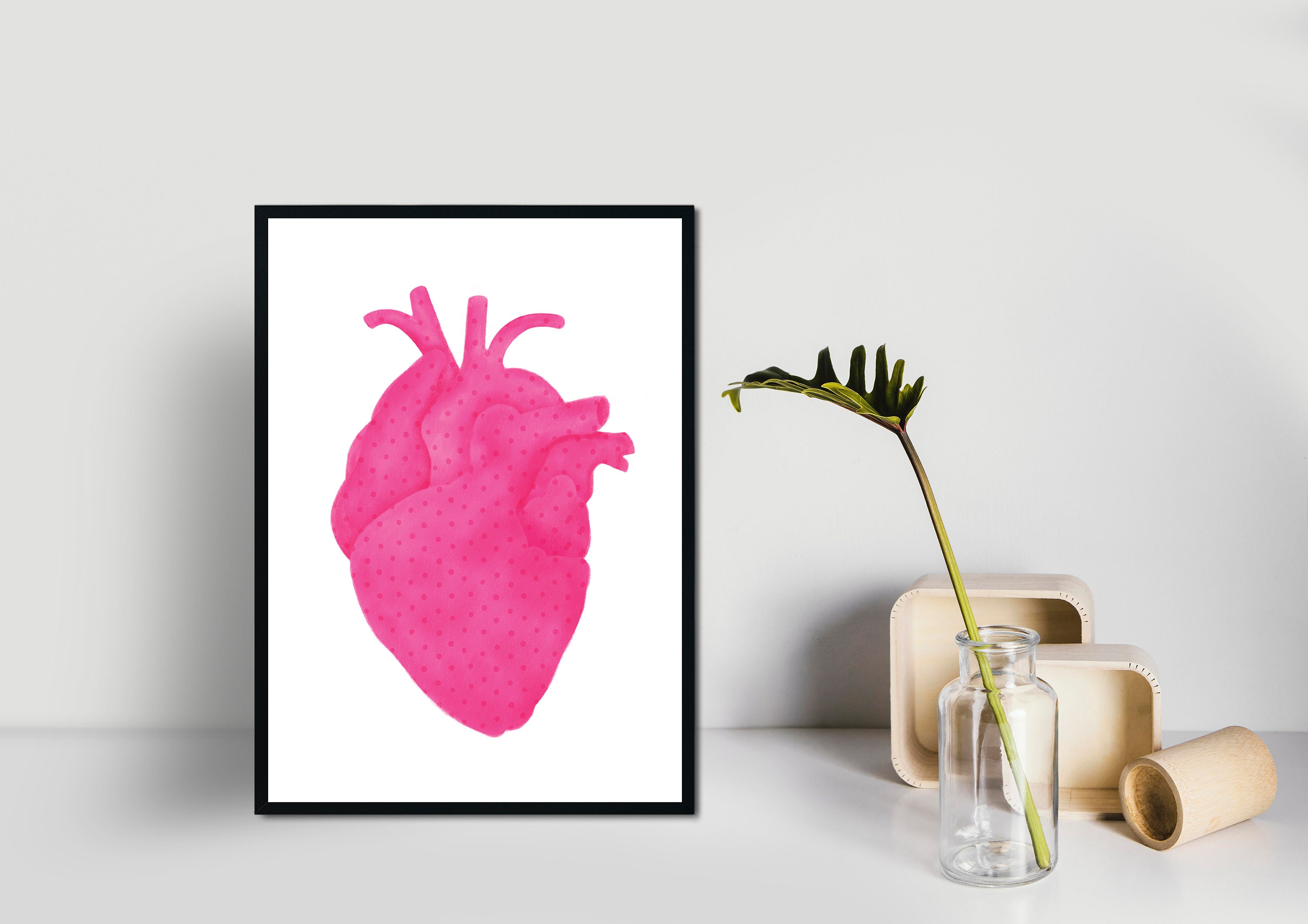 Pink Printable Anatomical Heart Wall Art Pink Heart Poster - Etsy