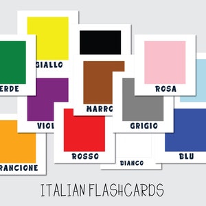 Italian Flashcards, Learn Italian With Flashcards, 12 Color Cards in ...