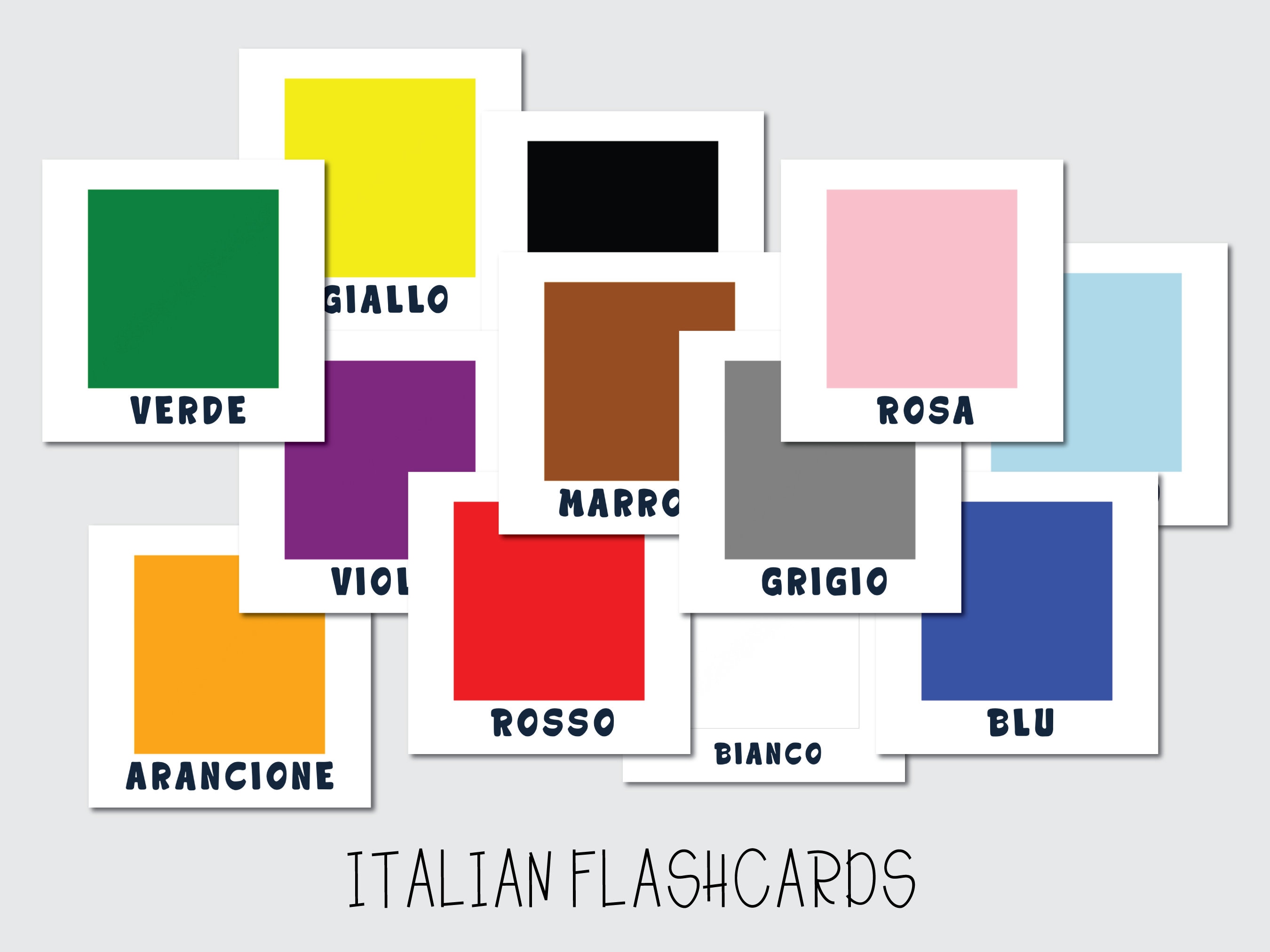 Italian Flashcards, Learn Italian With Flashcards, 12 Color Cards in ...