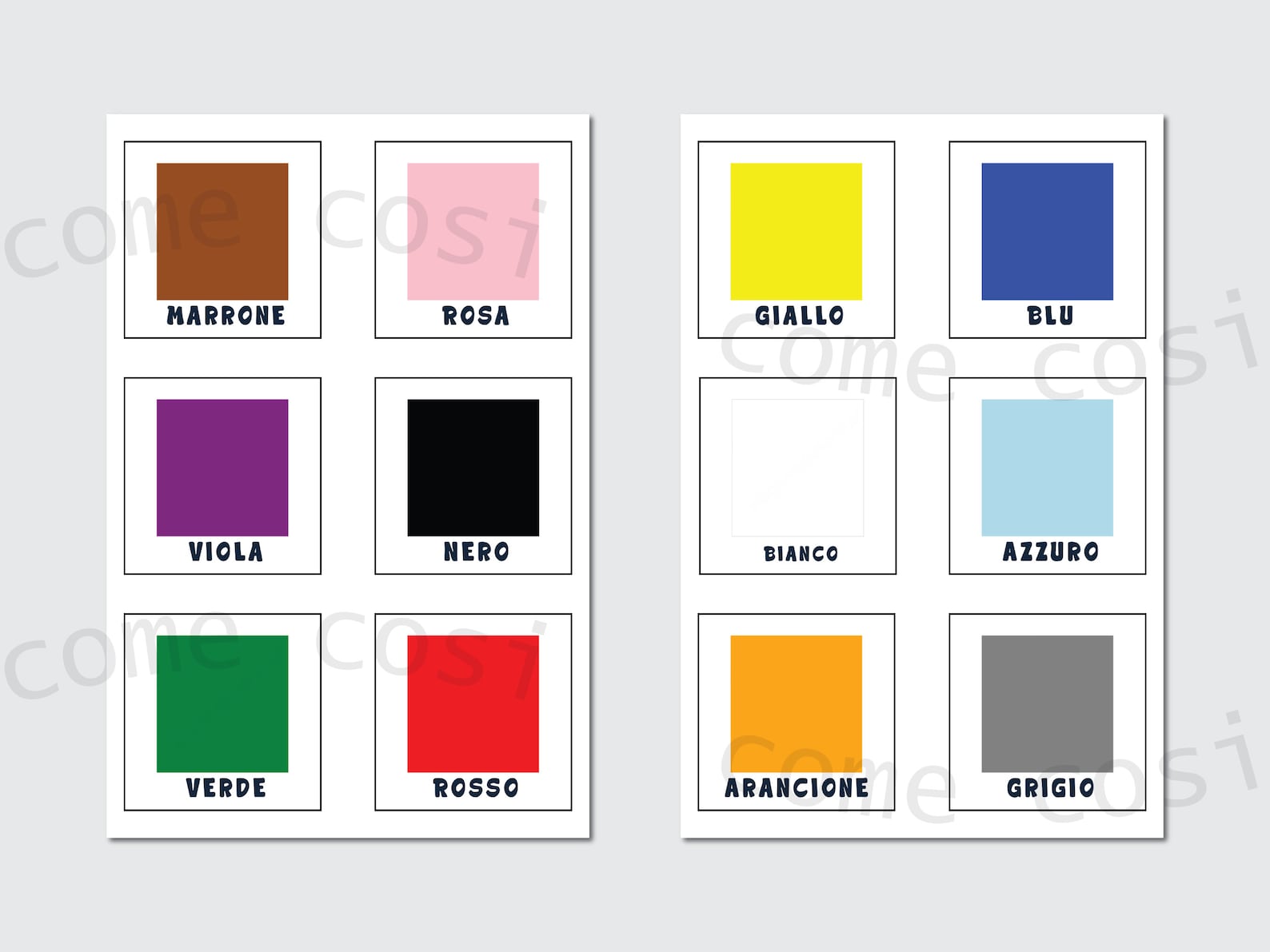 Italian Flashcards, Learn Italian With Flashcards, 12 Color Cards in ...