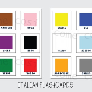 Italian Flashcards, Learn Italian With Flashcards, 12 Color Cards in ...