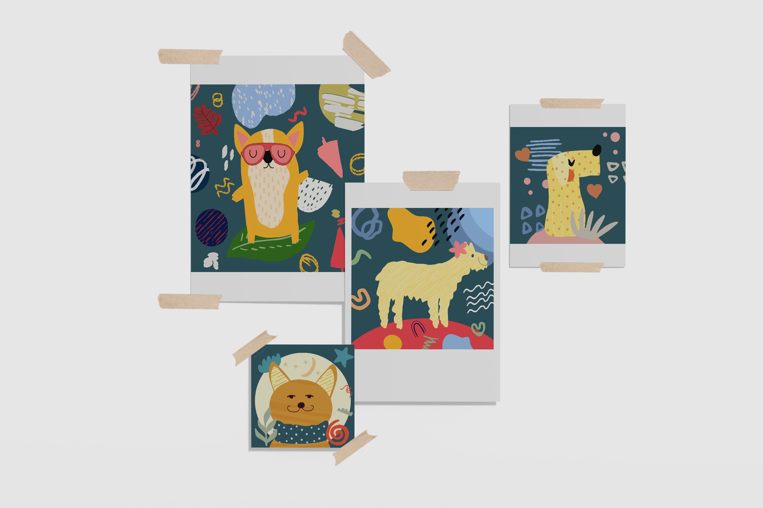 Printable Dog Art, Cute Dog Printable Poster, Dogs Illustration ...