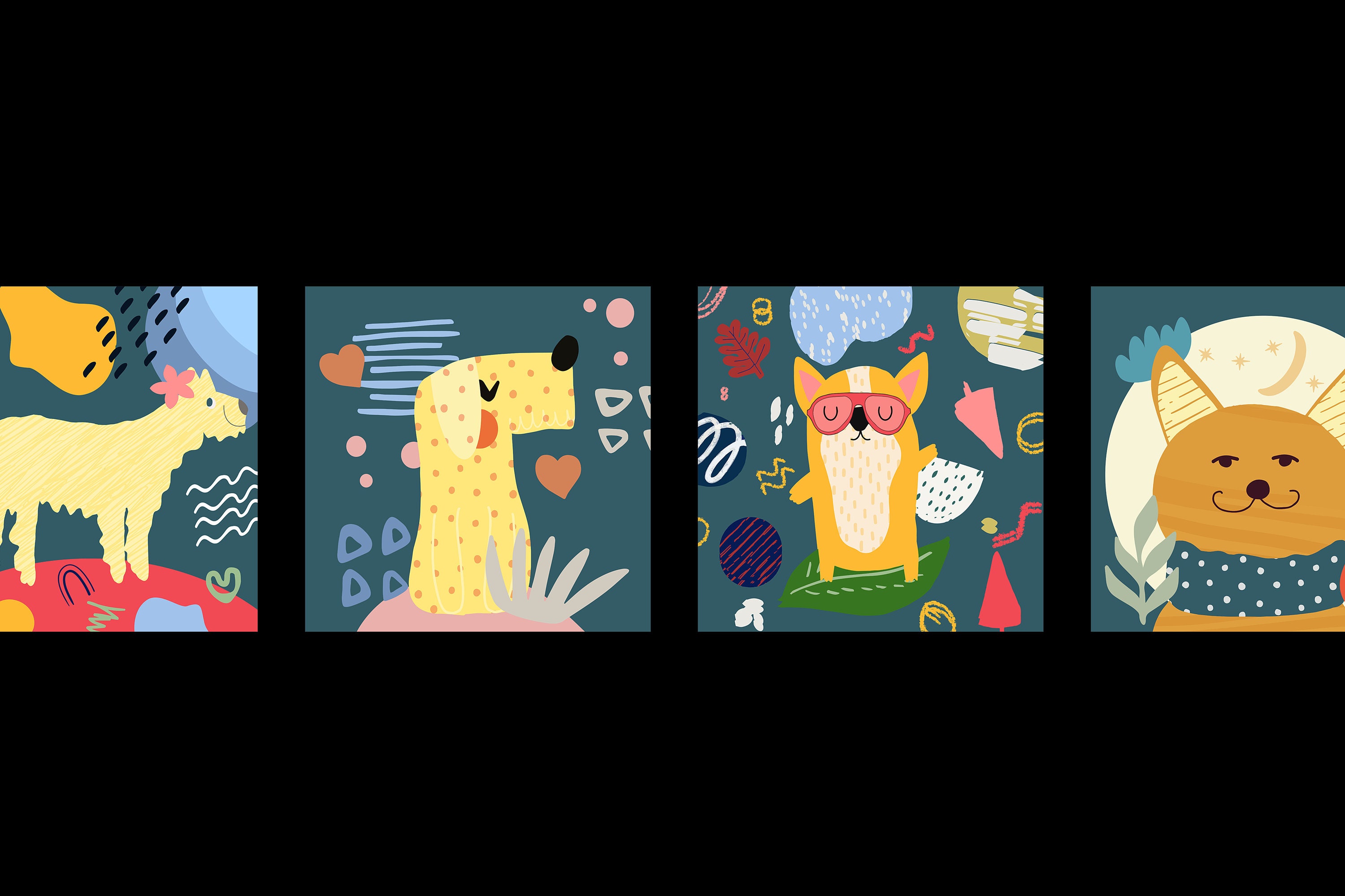 Printable Dog Art, Cute Dog Printable Poster, Dogs Illustration ...