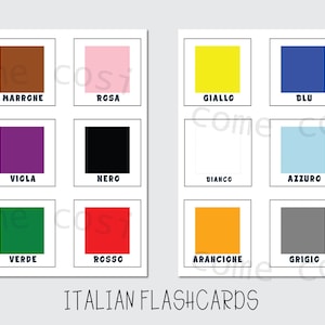 Italian Flashcards, Learn Italian With Flashcards, 12 Color Cards in ...