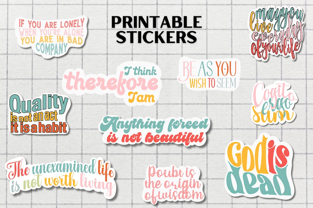 Philosophy Stickers Printable, Famous Quotes Stickers, Philosophy ...