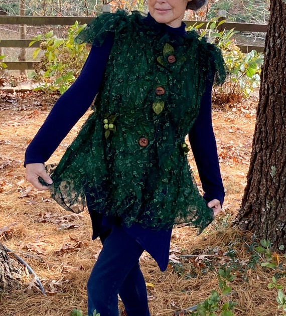HOLLY & IVY Lace Fairy Jacket Vest Nuno Felted Forest Green | Etsy