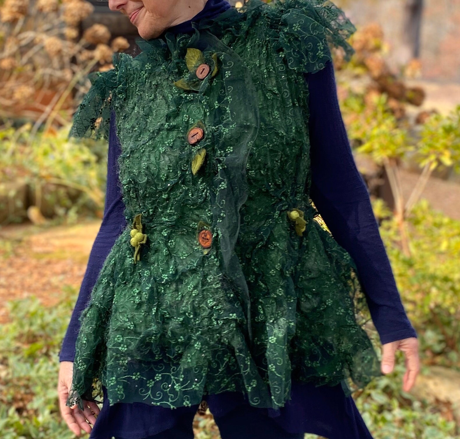 HOLLY & IVY Lace Fairy Jacket Vest Nuno Felted Forest Green - Etsy