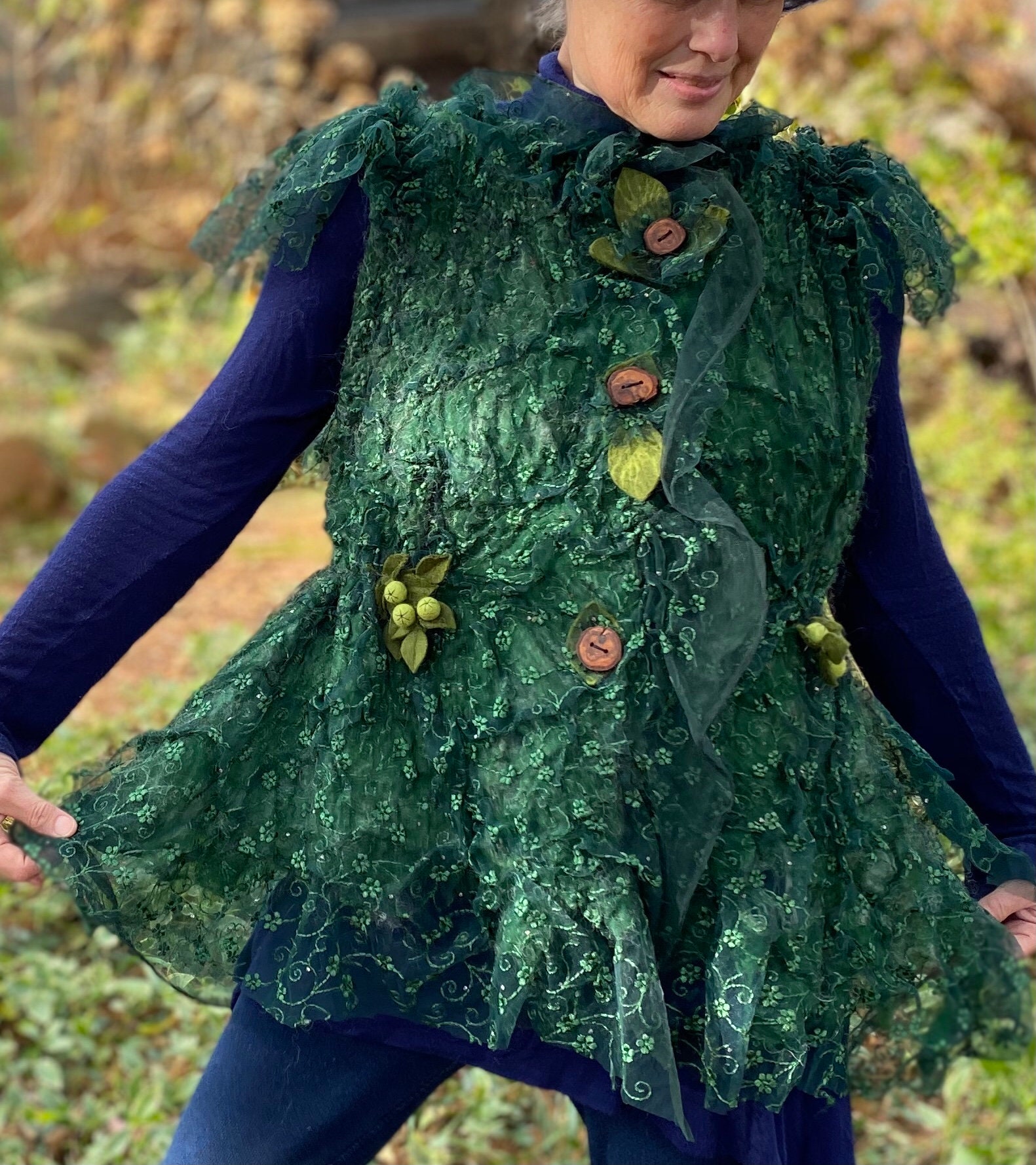 HOLLY & IVY Lace Fairy Jacket Vest Nuno Felted Forest Green - Etsy