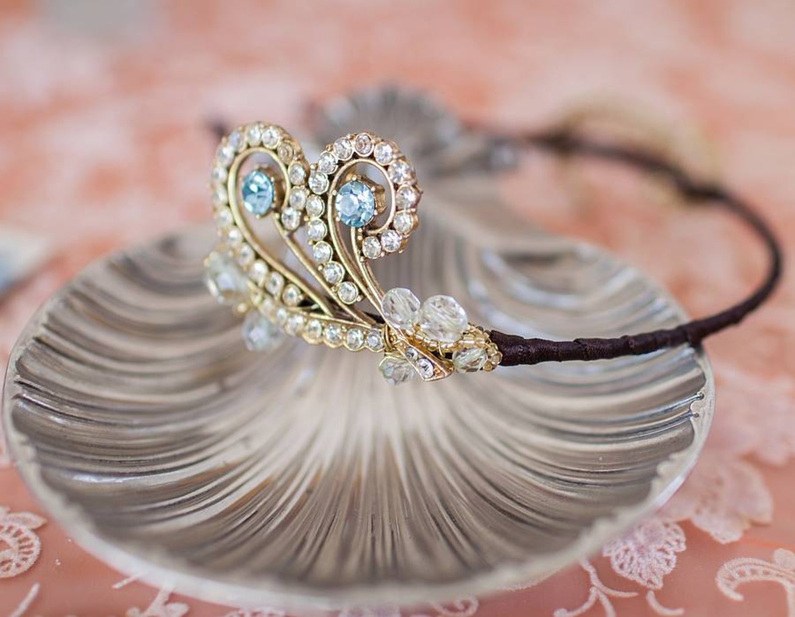 Blue Headband, 1950's Vintage Bridal Hair Piece, Side Band, Vintage ...