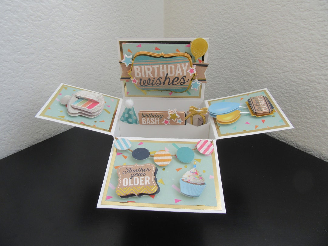 Pop-up Birthday Box Card: Handmade 3D Embellishments - Etsy