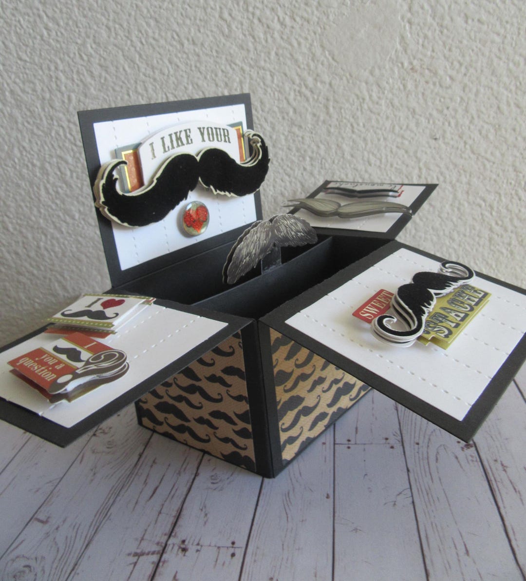 Moustache Pop-up Box Card* Mustache Cards for Men* Cards for People ...