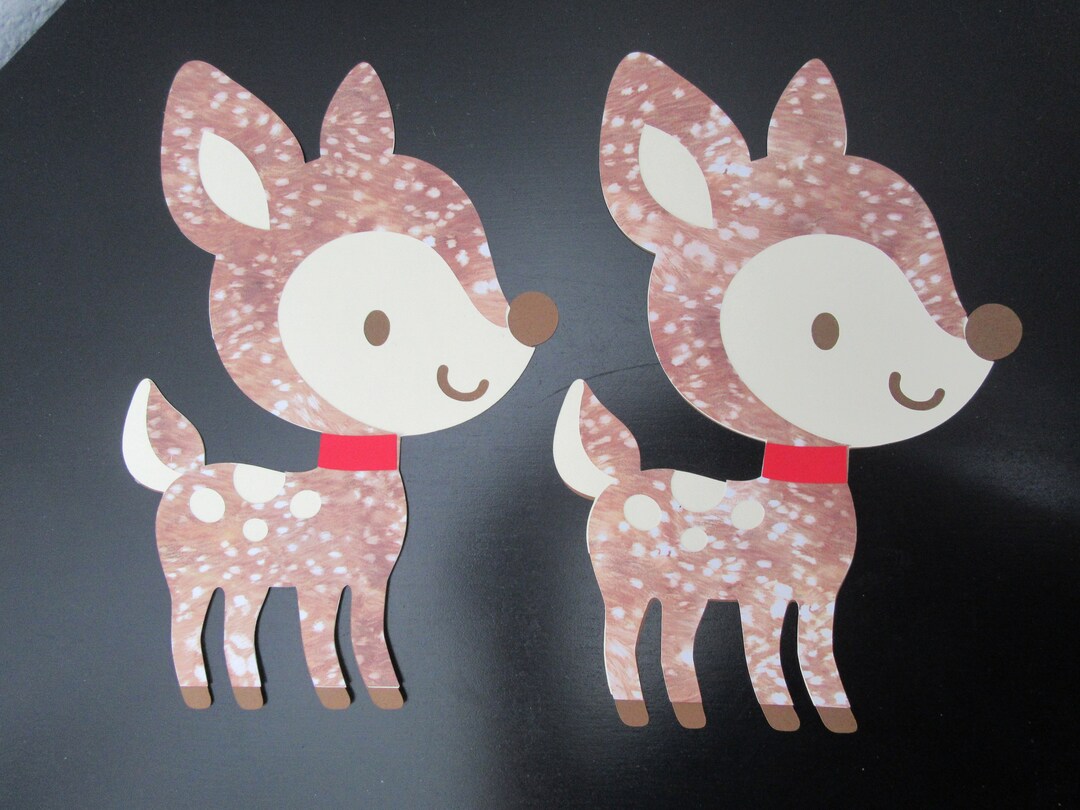 2PC DEER 7” Die Cut* Fawn Cut Out* Woodland Baby Shower* Christmas Die ...