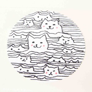 Cats Waves /// 3 Stickers /// Cats /// Linedrawing - Etsy