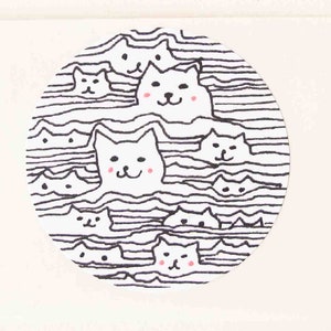 Cats Waves /// 3 Stickers /// Cats /// Linedrawing - Etsy