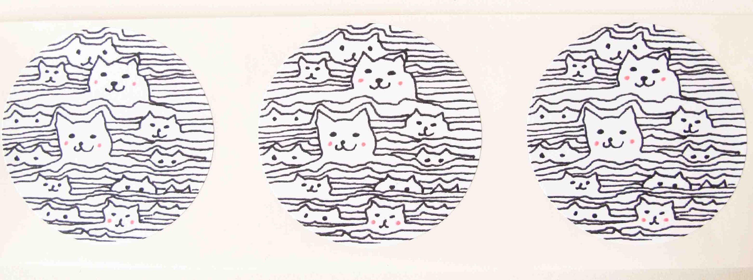 Cats Waves /// 3 Stickers /// Cats /// Linedrawing - Etsy