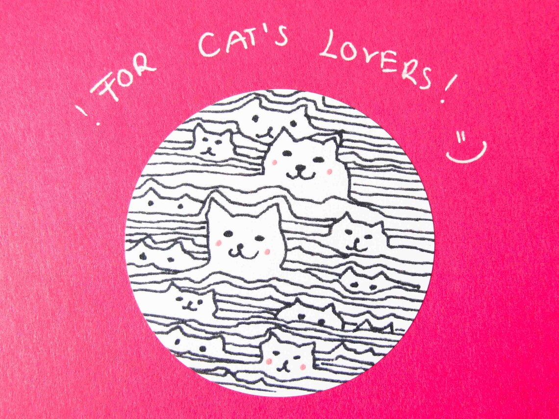 Cats Waves /// 3 Stickers /// Cats /// Linedrawing - Etsy