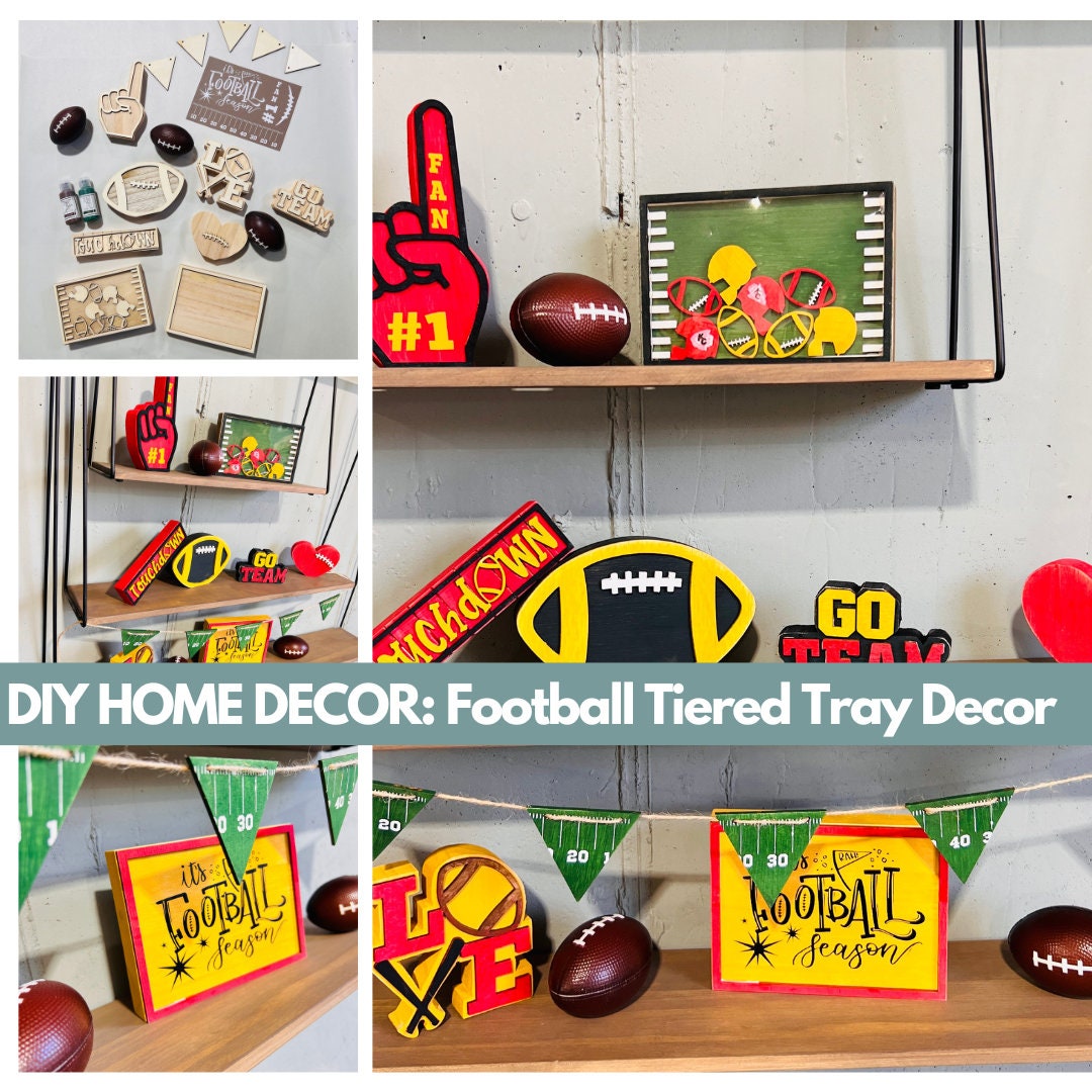 Football Tiered Tray Decor Set Football Decor NFL College Decor DIY - Etsy