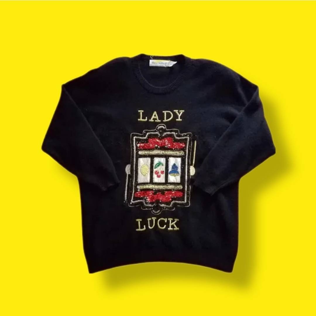 RARE Vintage "lady Luck" Slot Machine Sweater - 80's - Etsy