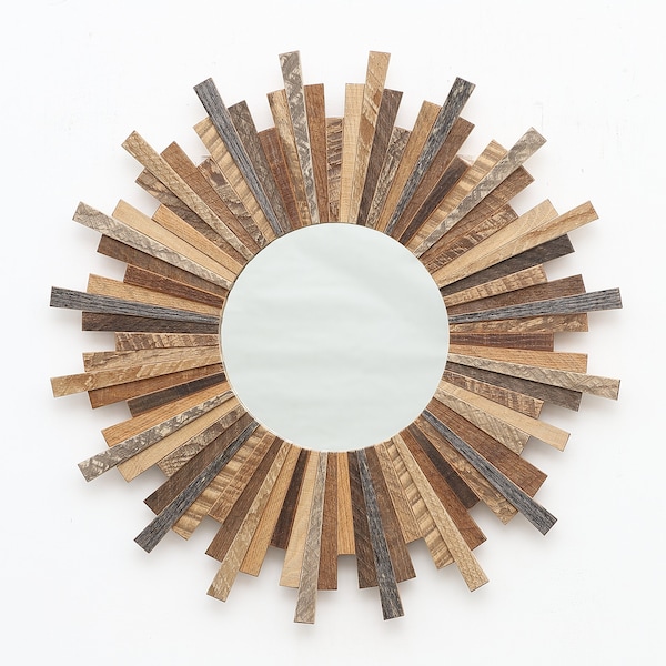 Wood Sunburst Mirror - Etsy