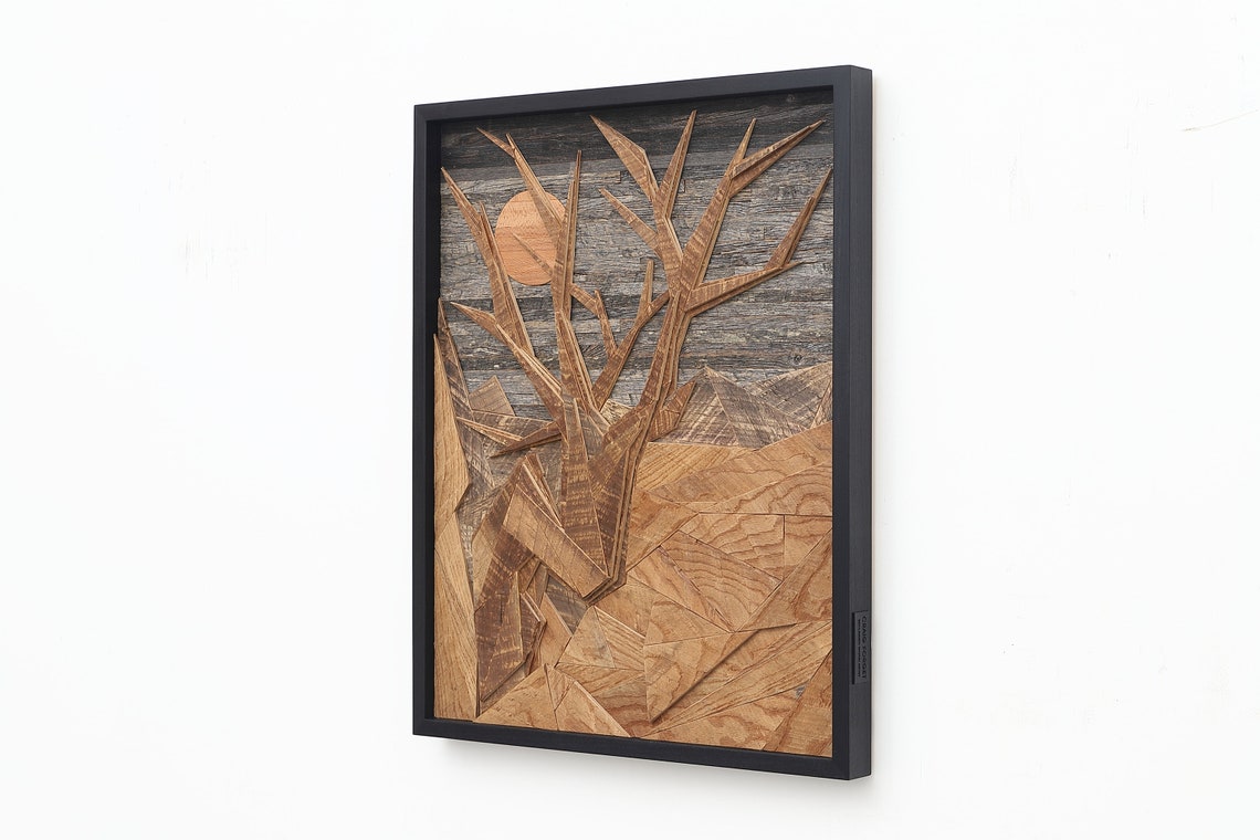 Cedar Tree 2 Reclaimed Wood Wall Art Wood Art Landscape - Etsy