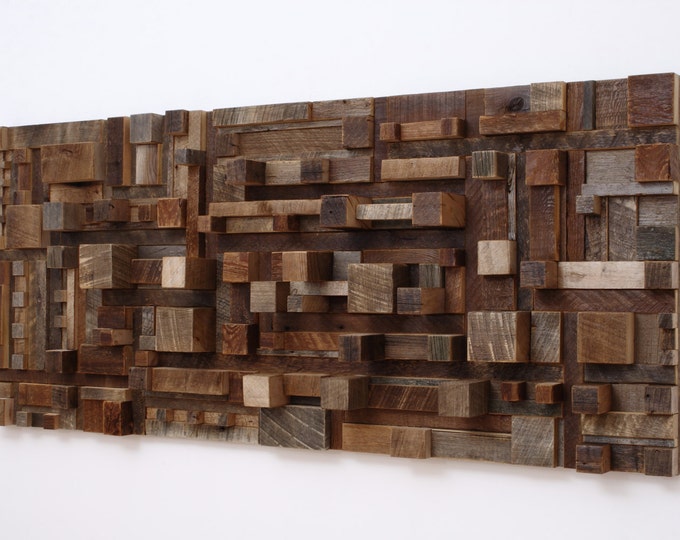 Reclaimed Wood City Scape Wall Art 50"x21.5"x4-3/4" Made of Barnwood - Etsy