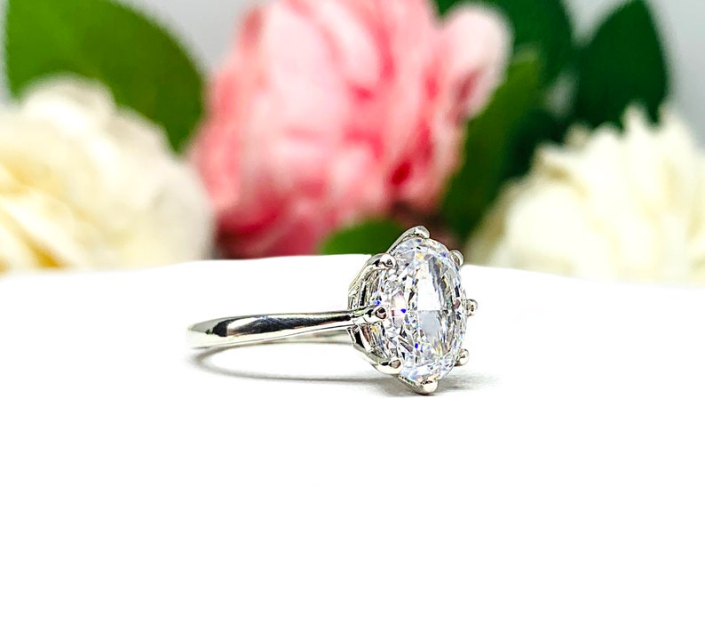 Barion Cut Oval Cubic Zirconia Engagement Ring - Etsy