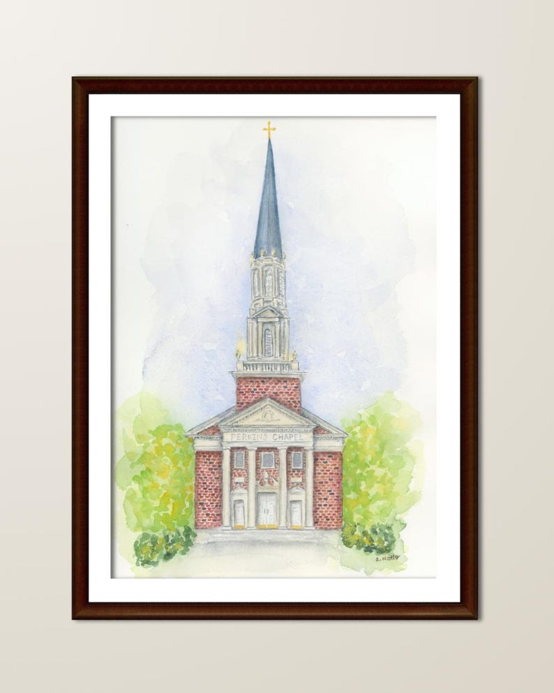SMU Perkins Chapel Watercolor Art Print, Giclee Print Resembles ...